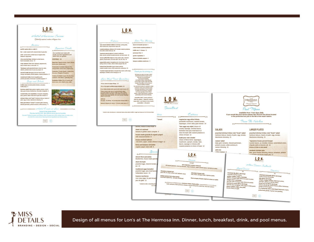 RESTAURANT BRANDING + MENU DESIGNS